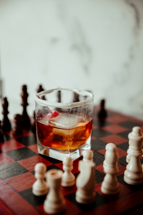 The Wizard Chess: A Whiskey Cherry Negroni Cocktail Recipe - Whimsy Soul